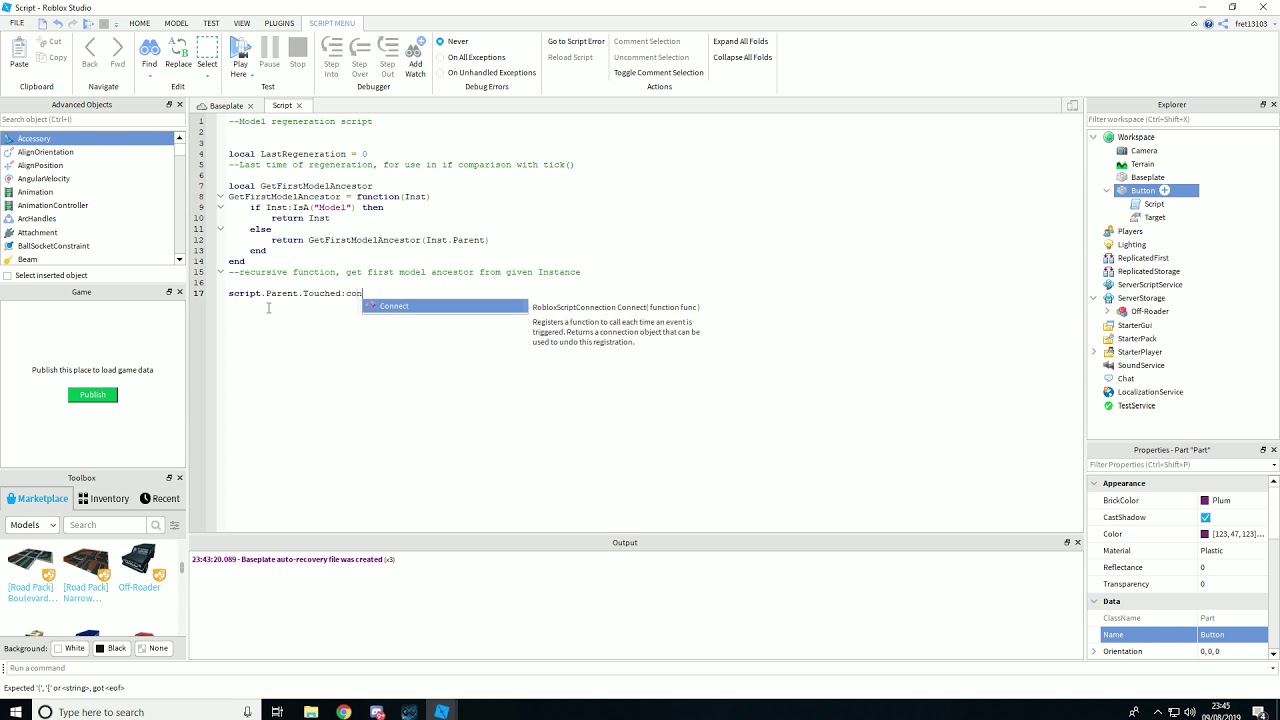 Intermediate Scripting - Model Regeneration Button
