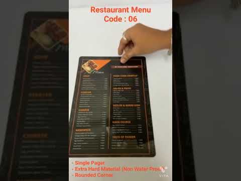 RESTAURANT MENU - SINGLE PAGER - EXTRA HARD - NON WATER PROOF