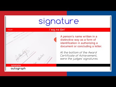 S I G N A T U R E - WORD OF THE DAY - English - Meaning - Spelling - Synonyms SATS