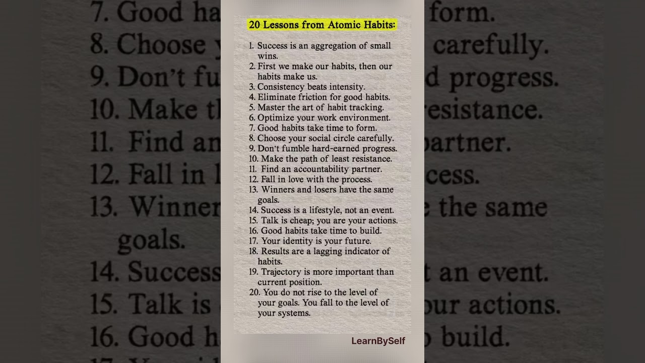 20 lessons from atomic habits