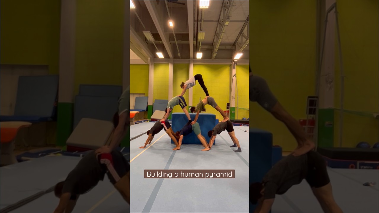 The process of building a human pyramid 💪🏽 #acrobatics #acrobats #fun #gym #gymnastics #acro