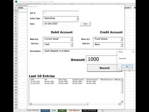 Microsoft Excel Accounting Software with General Journal and automated Ledger #Short #accounting