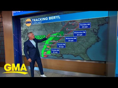 Tracking Hurricane Beryl after making landfall in US