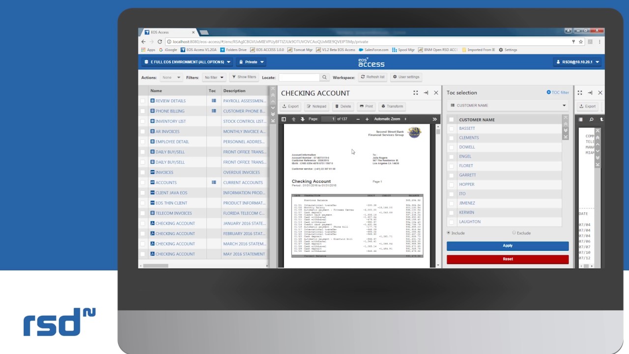 RSD EOS 360 - Demonstration of the new user interface EOS Access