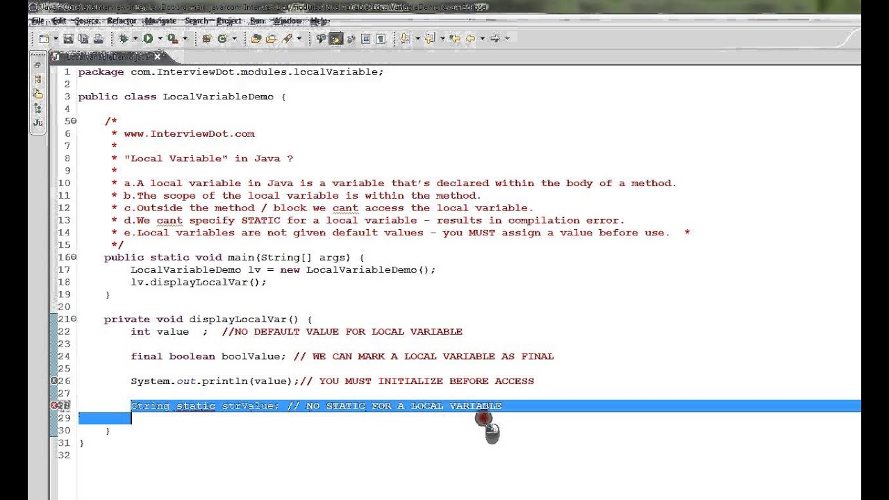 LOCAL VARIABLE   IN JAVA DEMO