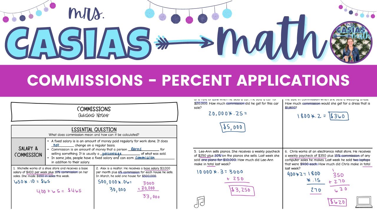 Commissions - Percent Applications | 7th Grade Math Lesson