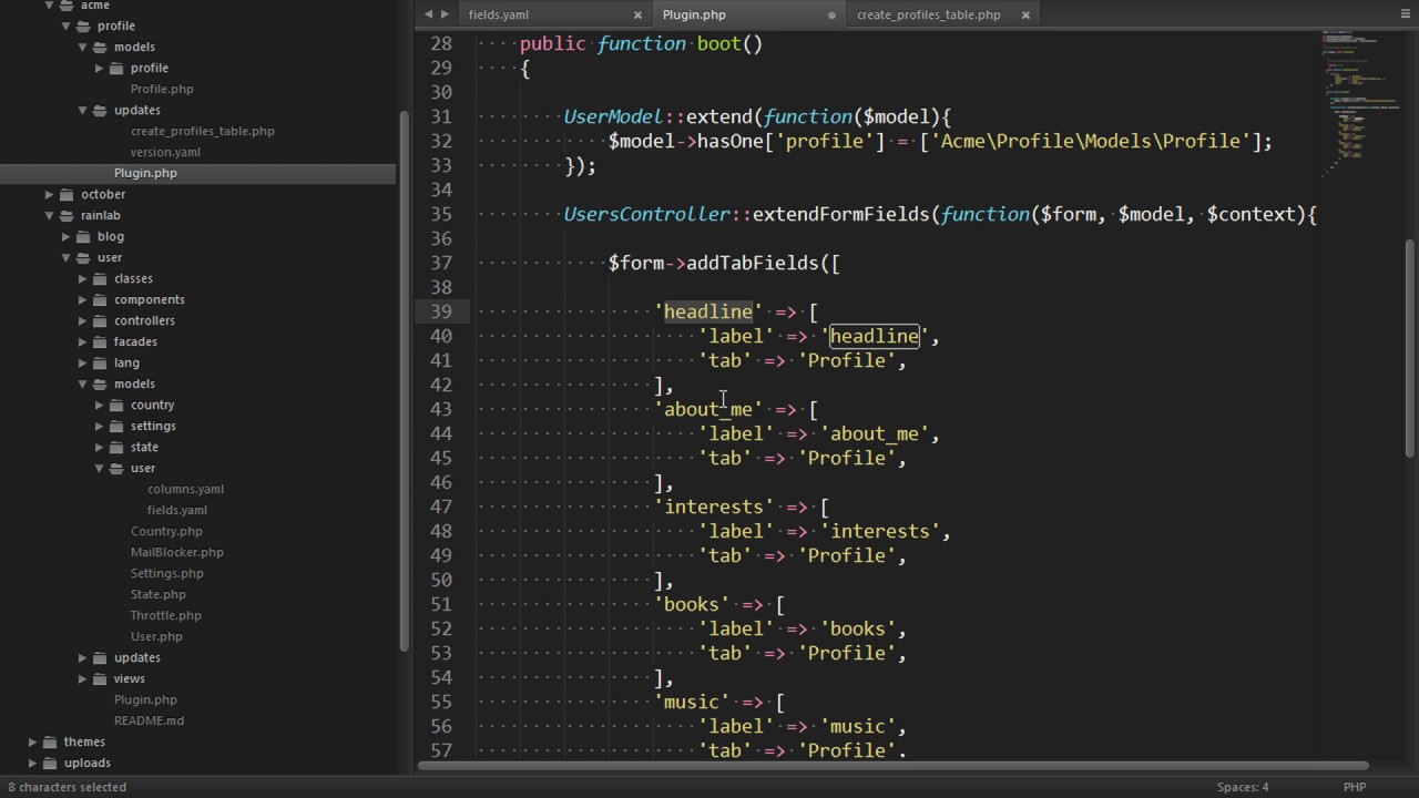 Extending the User plugin