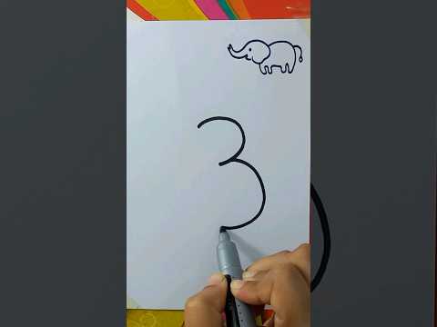 Very Easy Draw Elephant 🐘 #shorts #draw #drawing