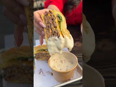 Only eating burgers this way from now on 🤤🍔 #foodie #burger #queso #shorts