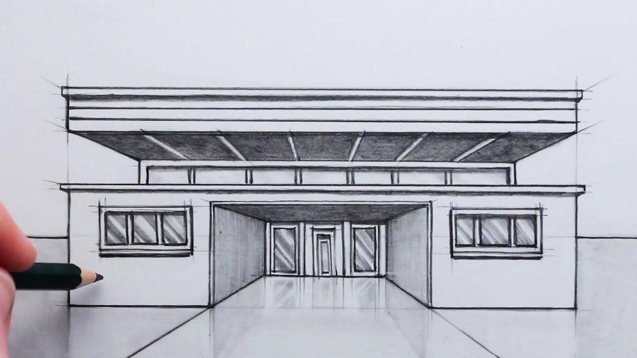 How to Draw a Simple Building using One-Point Perspective for Beginners