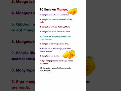 10 lines on mango in english | 10 lines on mango essay on mango | 10 lines essay on mango in english