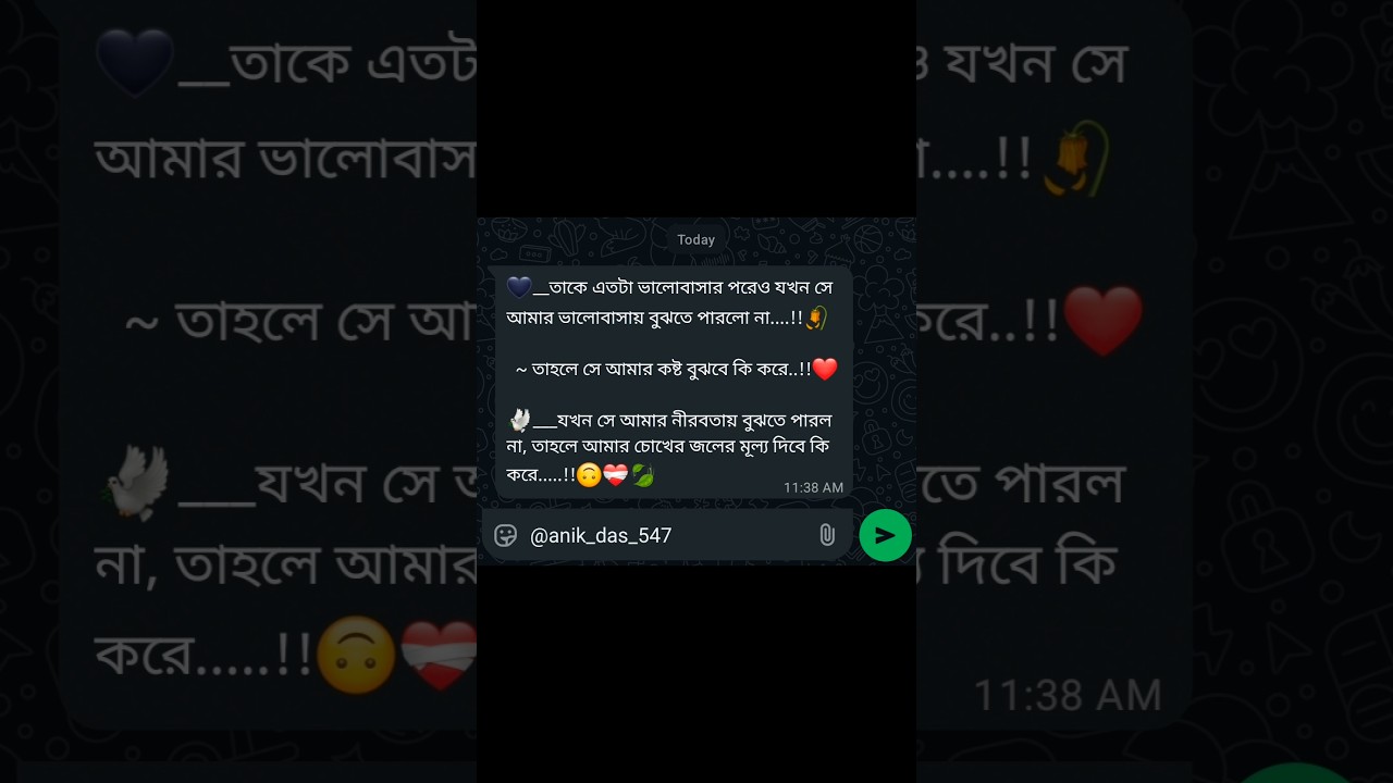 তাকে এতটা ভালোবাসার পরেও যখন সে আমার ভালোবাসায় বুঝতে পারলো না.....!!🗣️❤️‍🩹 || New Status💗 || #shorts