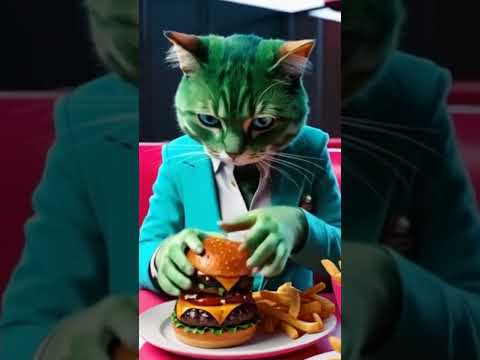 Crazy Cat Eats a Burger Like a Pro! ππ±π€£