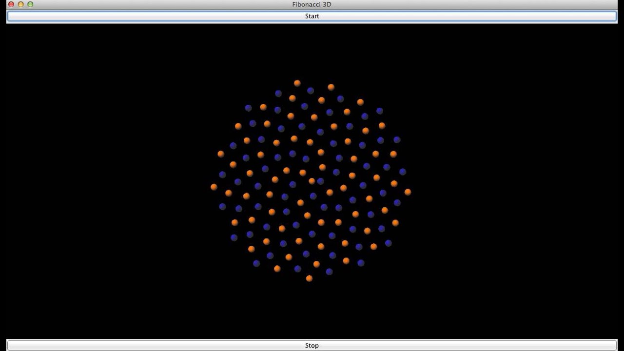 Fibonacci (sunflower) Spiral using Java 3D