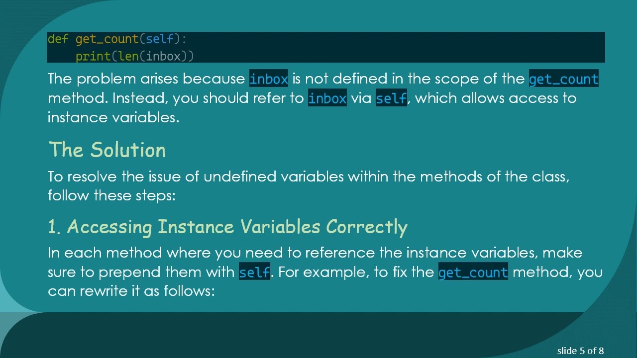 Understanding and Fixing Undefined Errors in OOP Python Code
