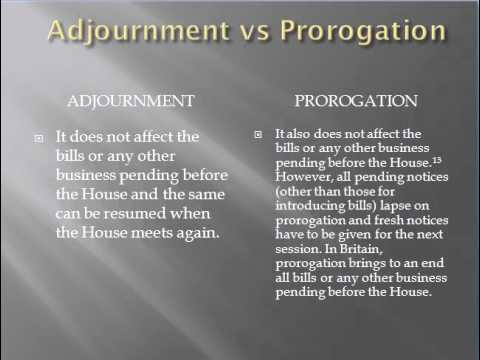 Adjournment vs Prorogation