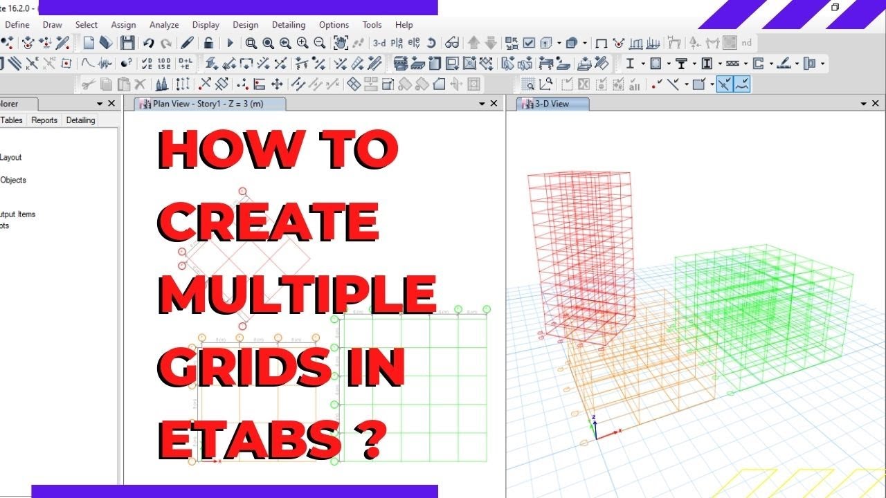 Etabs Tutorial: How to Create Multiple Grids in Etabs? (Hindi)