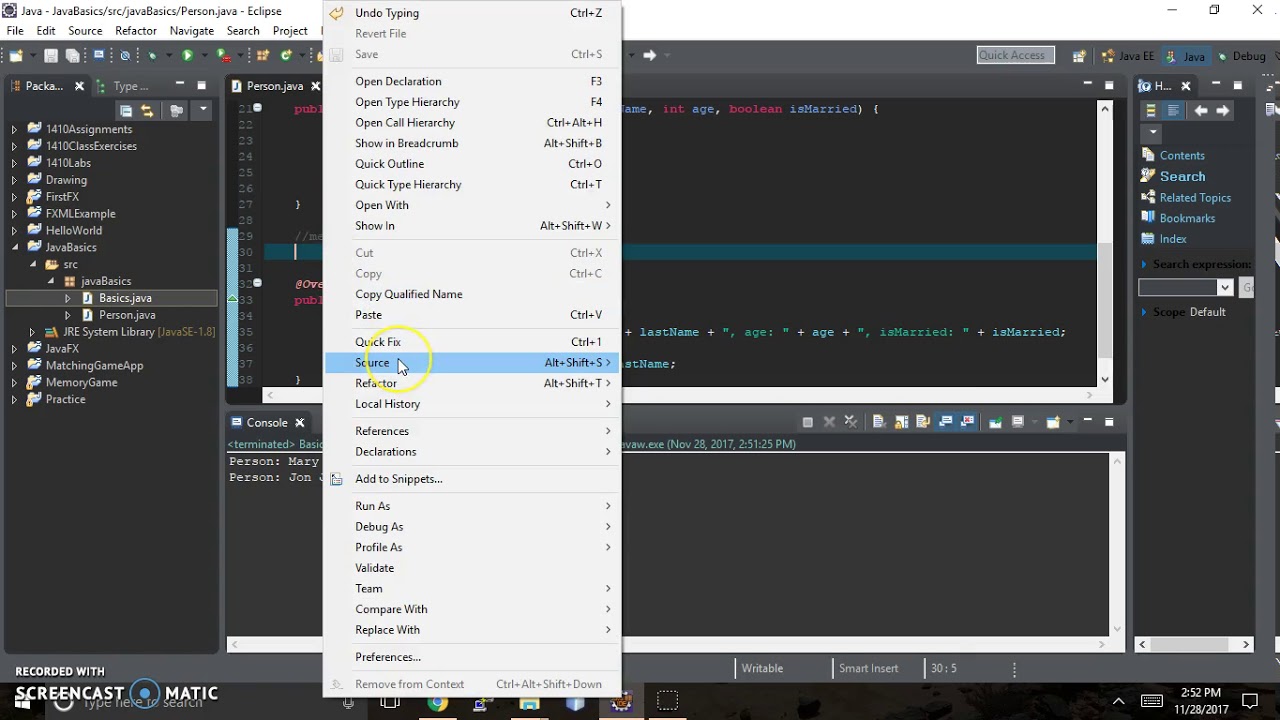 Java Basics Person Class Part 3