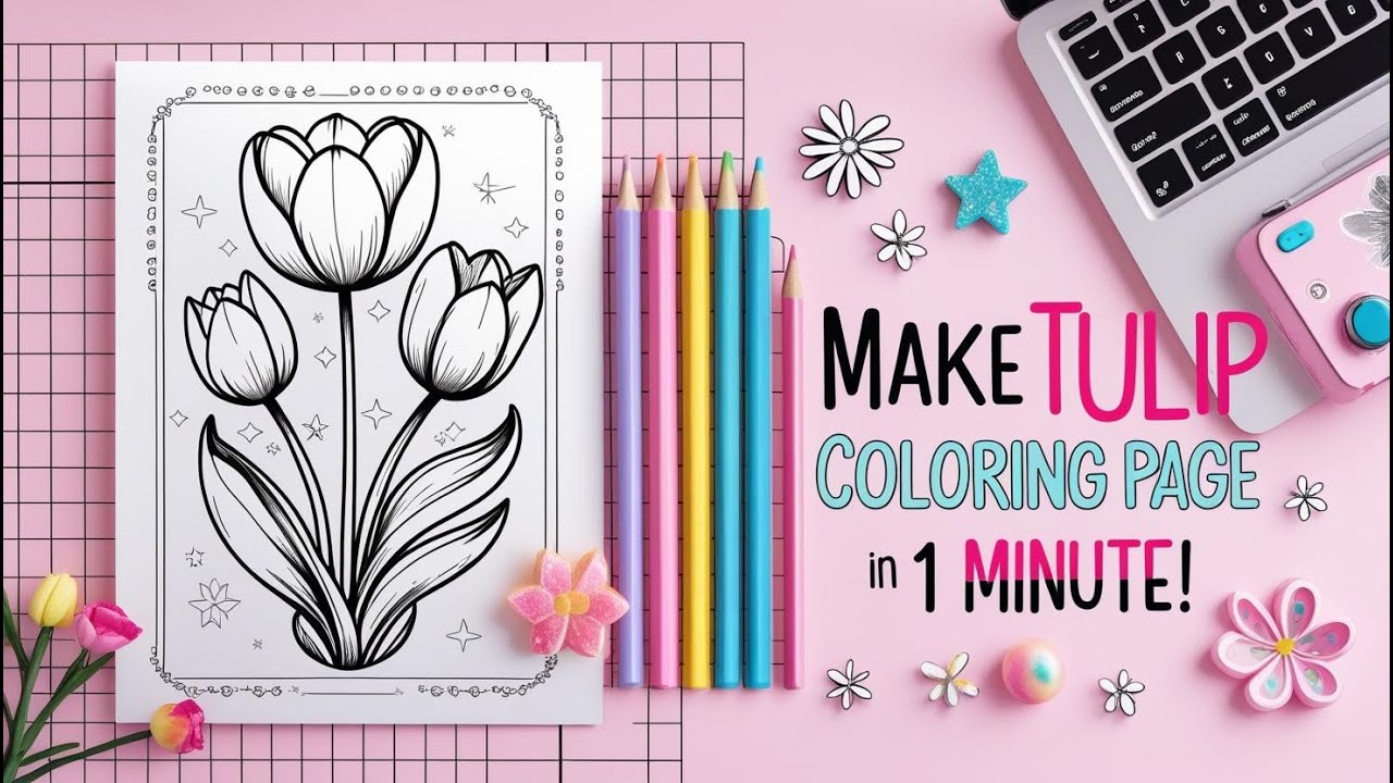 Flower Coloring Page in 1 Minute | Microsoft Designer Tutorial 🌹💻
