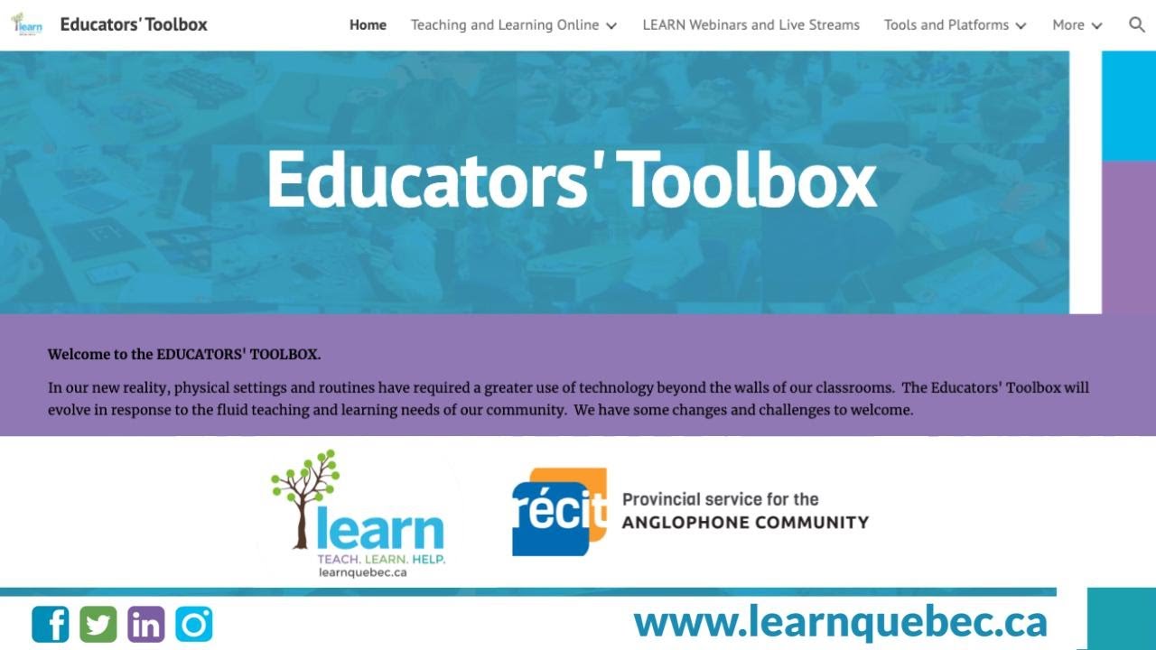 Educators Toolbox Website Overview