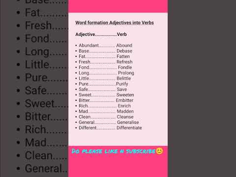 Formation of words|| Adjectives into Verbs#shorts #youtubeshorts