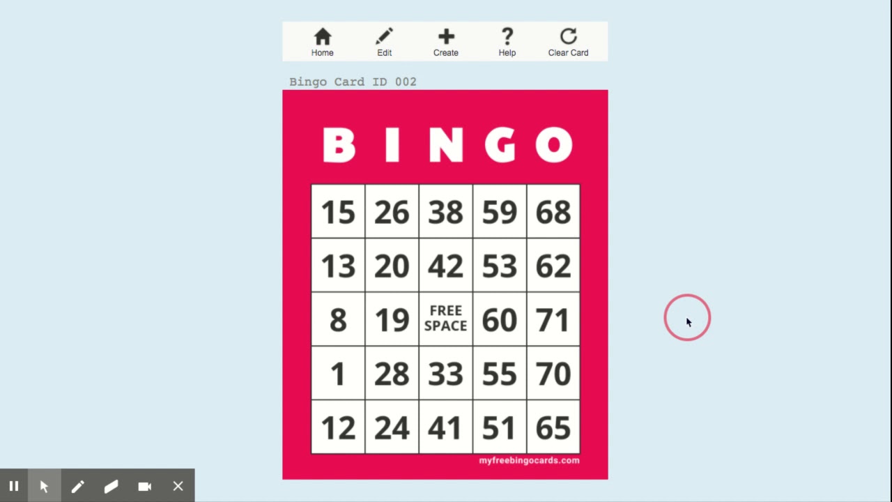 Virtual 1-75 Number Bingo