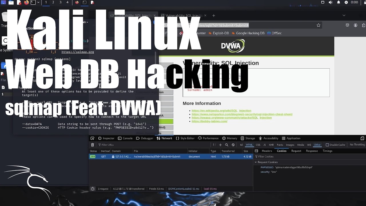 Web Database Hacking  with Kali Linux : SQLMAP (DVWA)