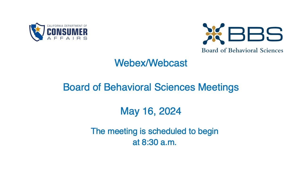 Board of Behavioral Sciences Meeting, May 16, 2024 1 of 2