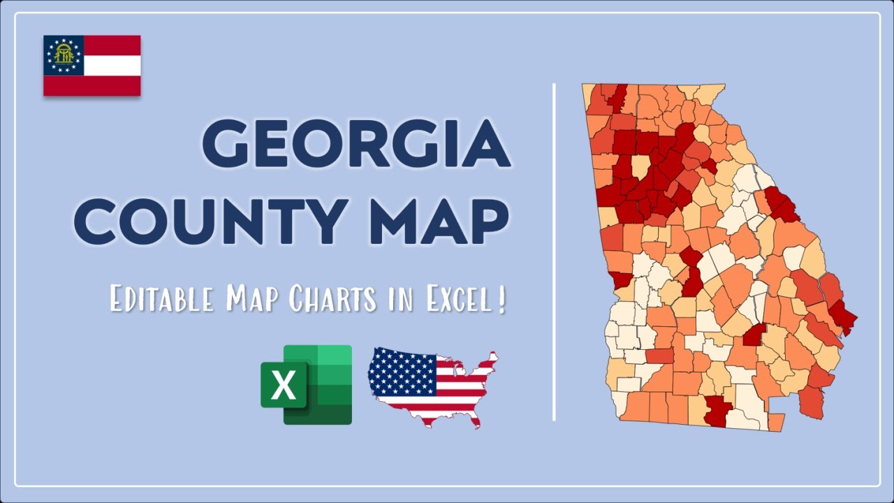 Georgia County Map in Excel - Counties List and Population Map
