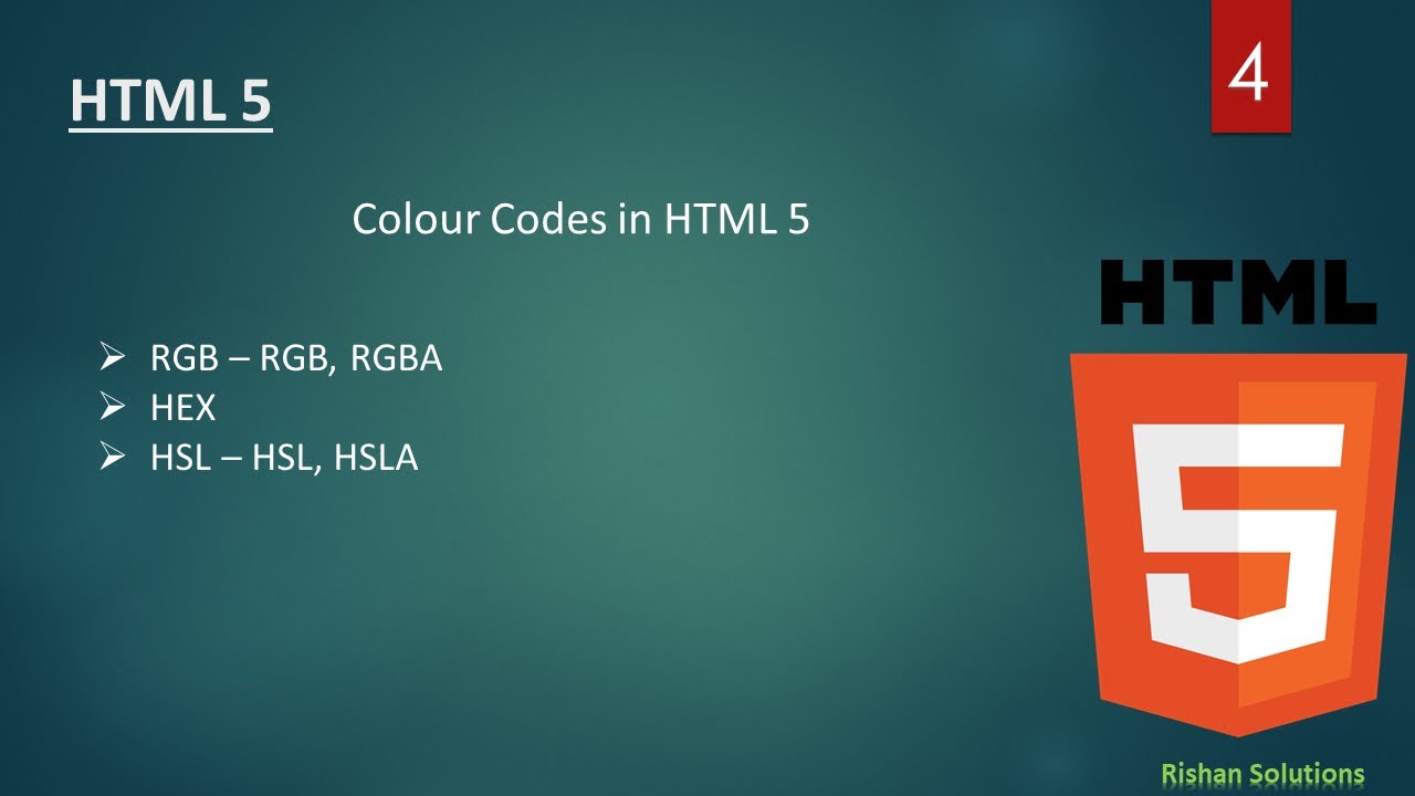 HTML 5 Color codes