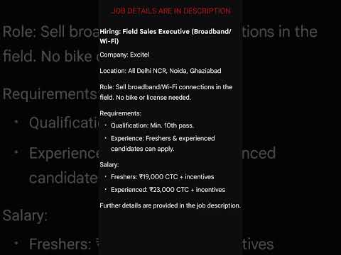 Field Sales Jobs in Delhi NCR - Non-Biker Sales Role! #Excitel #DelhiNCRJobs #shorts #privatejobs