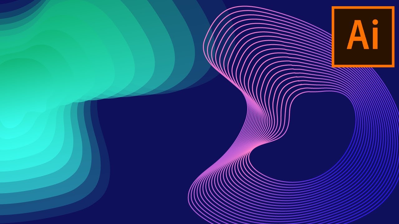 Adobe Illustrator tutorial || How to design a wave shapes gradient background