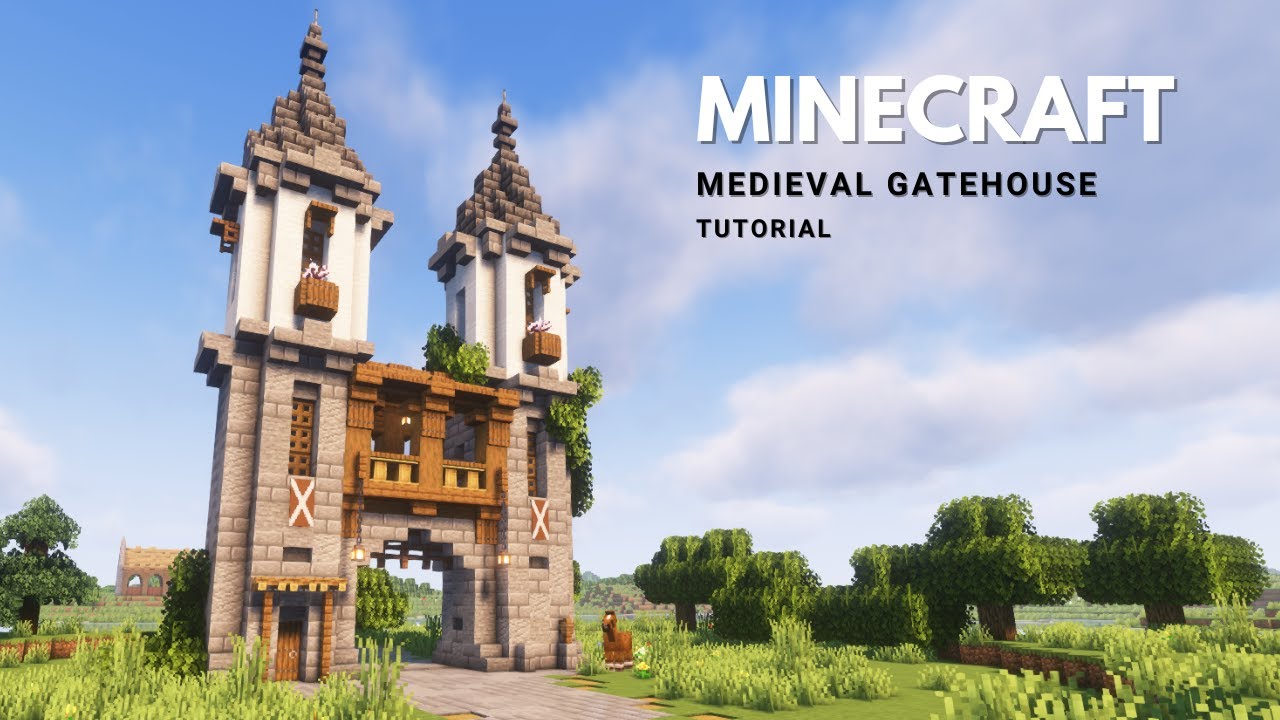 Minecraft: How to build a Medieval Gatehouse | Castle Gate (Tutorial)