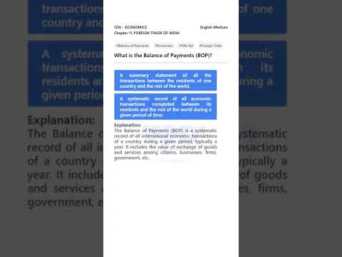 Understanding BOP in Economics | 12th Std