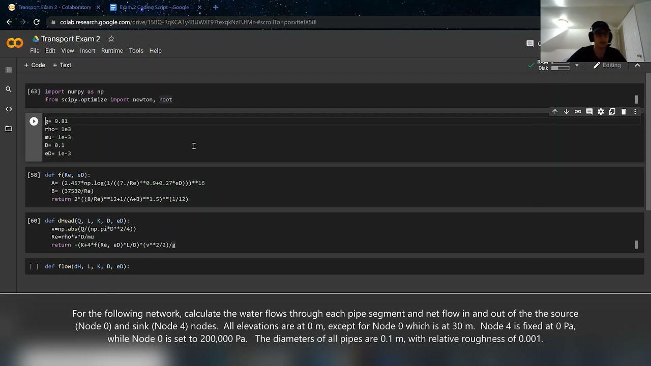 Exam 2- Coding Network Flow in Python