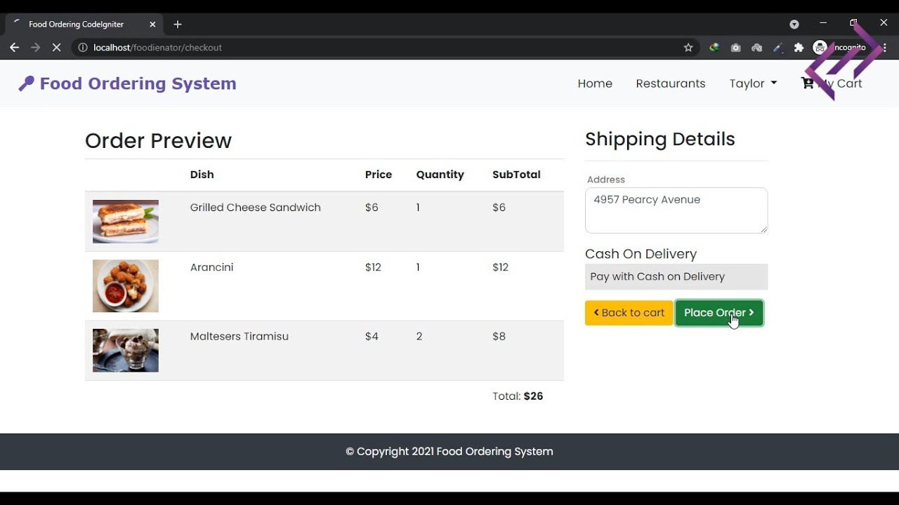 Food Ordering System in PHP MySQL CodeIgniter with Source Code - CodeAstro