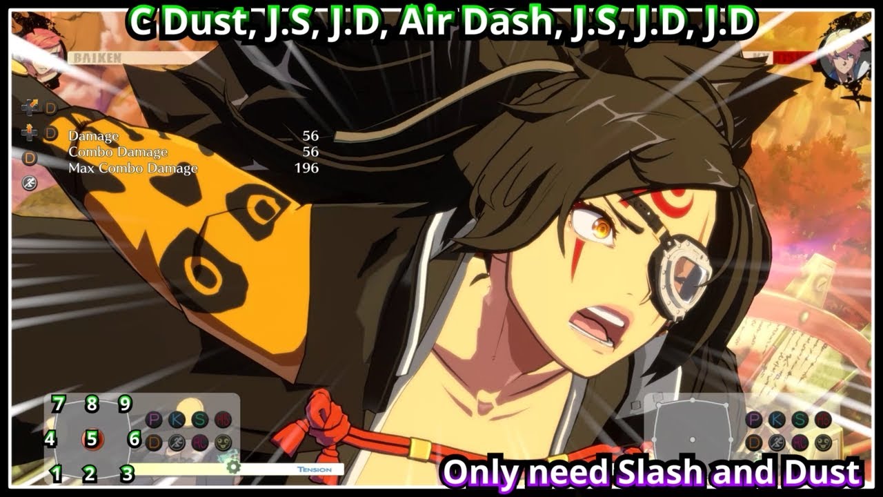 Baiken Guide: Super easy 196 damage charged dust combo