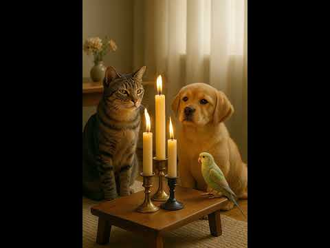 Something holds their gaze #animals #cat #puppy #parrot #candlestick #calm #watching #peaceful