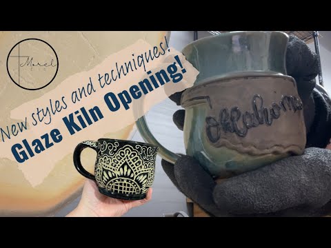 Glaze kiln opening! New Sgraffitto, slip trailing, attachments and designs! #pottery #ceramic