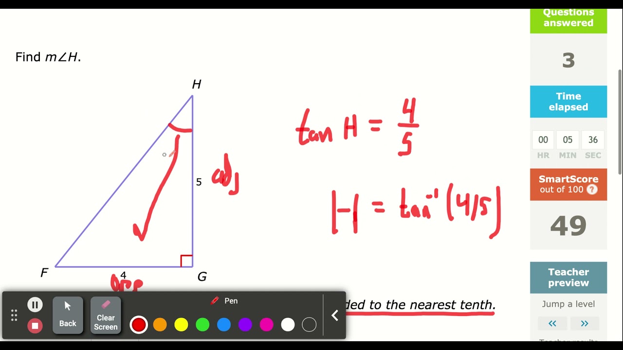 IXL - Trigonometric ratios: find an angle measure (Algebra 2 practice)