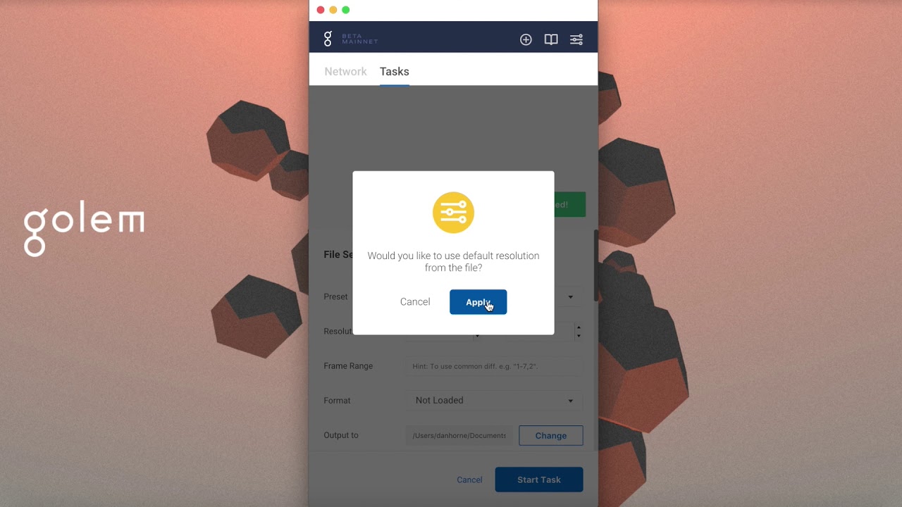 Golem Tutorial: Submitting a Task Part 1 - Basic Settings