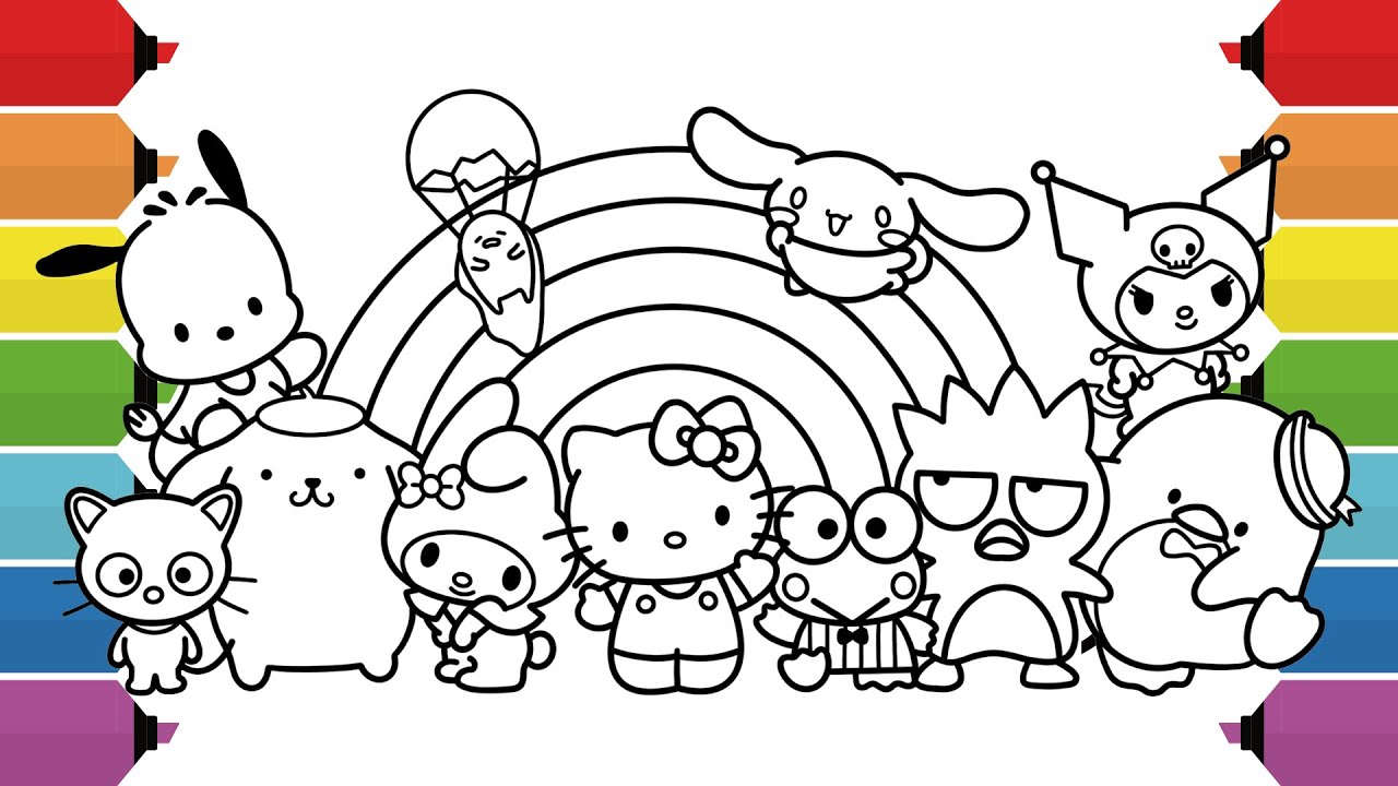 Sanrio Characters Coloring Pages | Hello Kitty, Kuromi, My Melody, Pompompurin, Cinnamoroll, Keroppi
