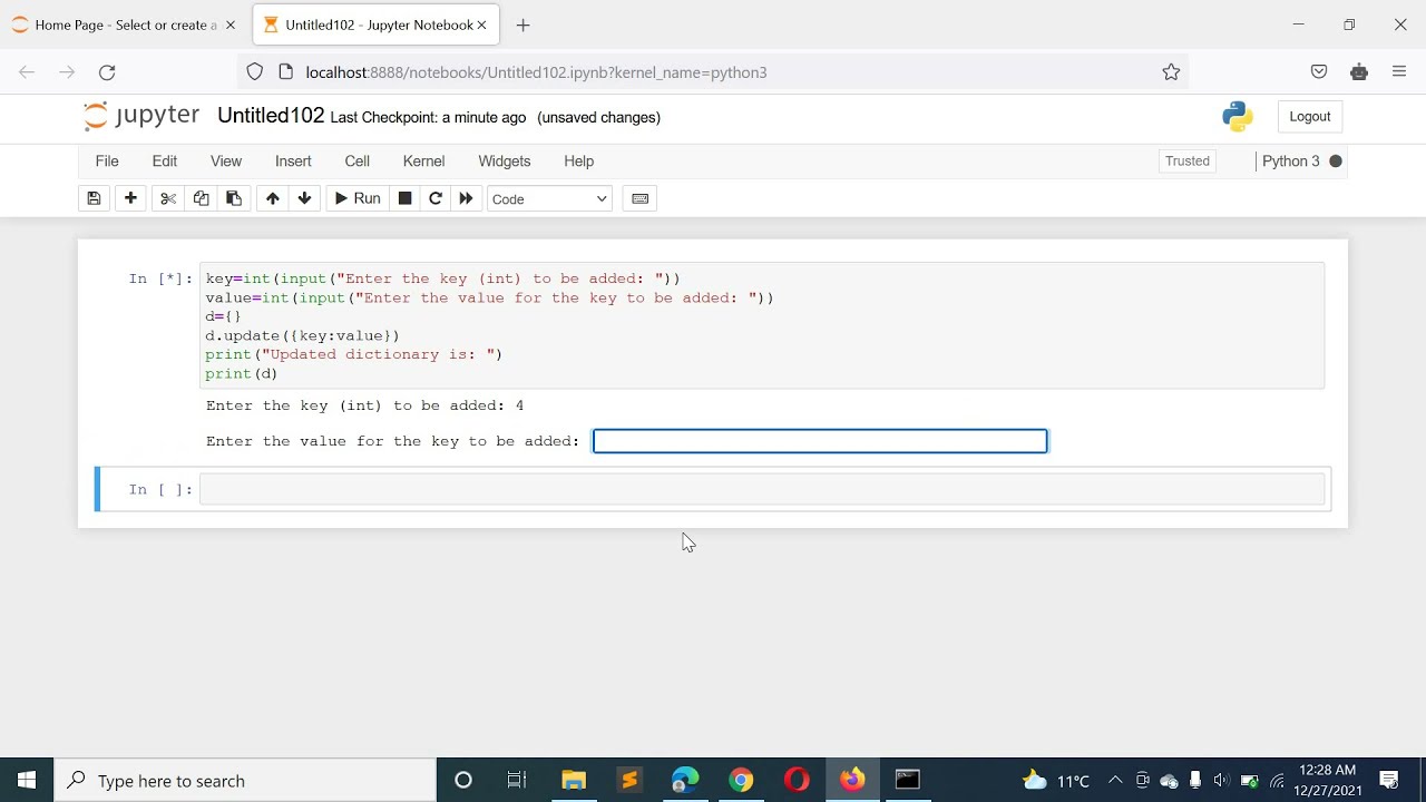 Python Program to Add a Key Value Pair to the Dictionary