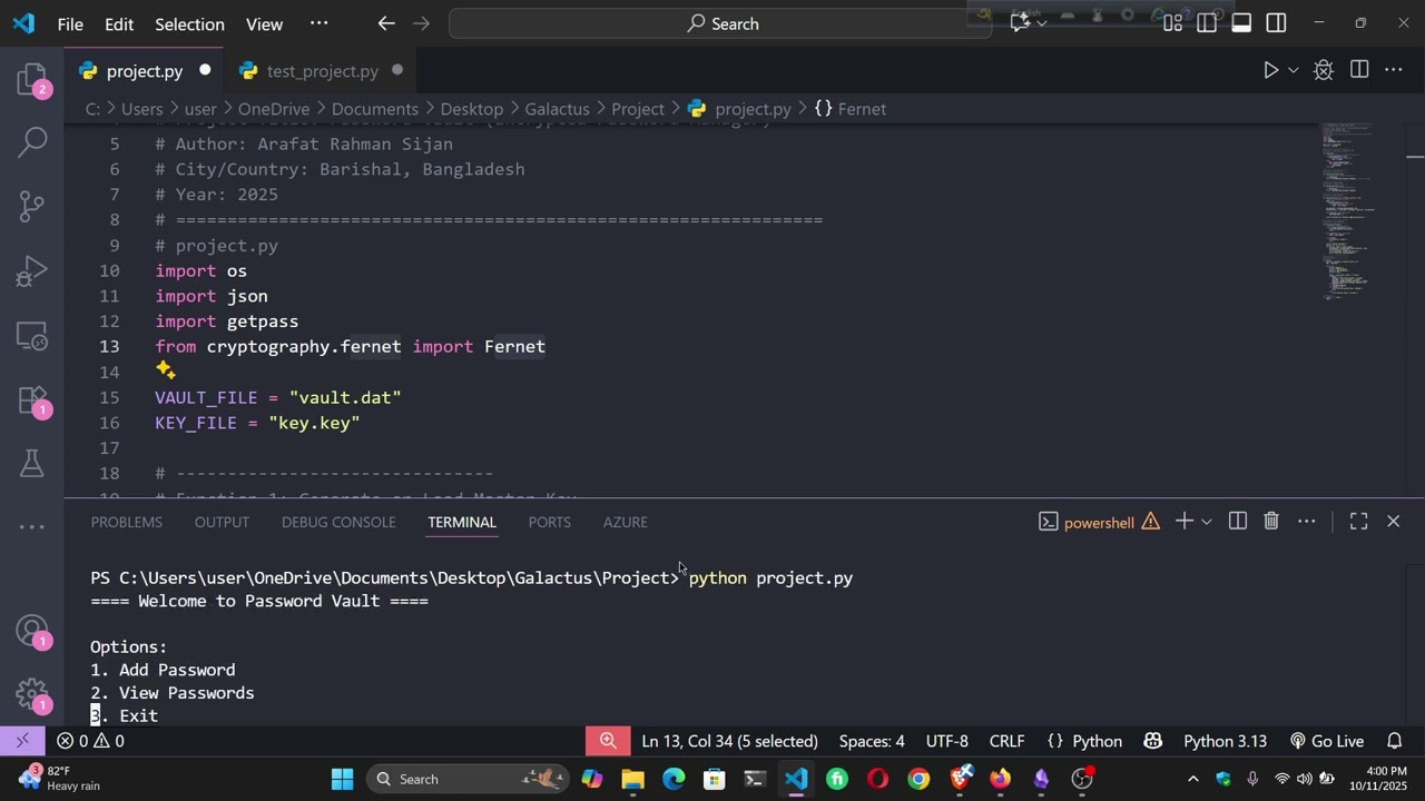 CS50P Final Project – Password Vault (Python Encryption Project)