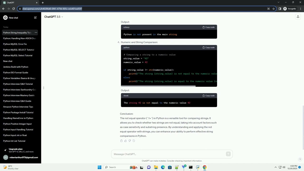 python not equal operator string
