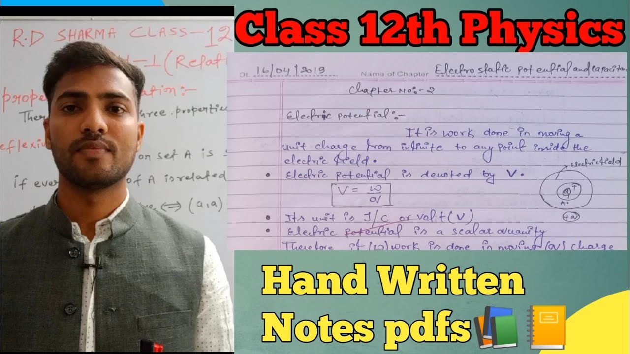 Class 12 physics Notes Chapter 2 Electrostatics potential and capacitance PDF |