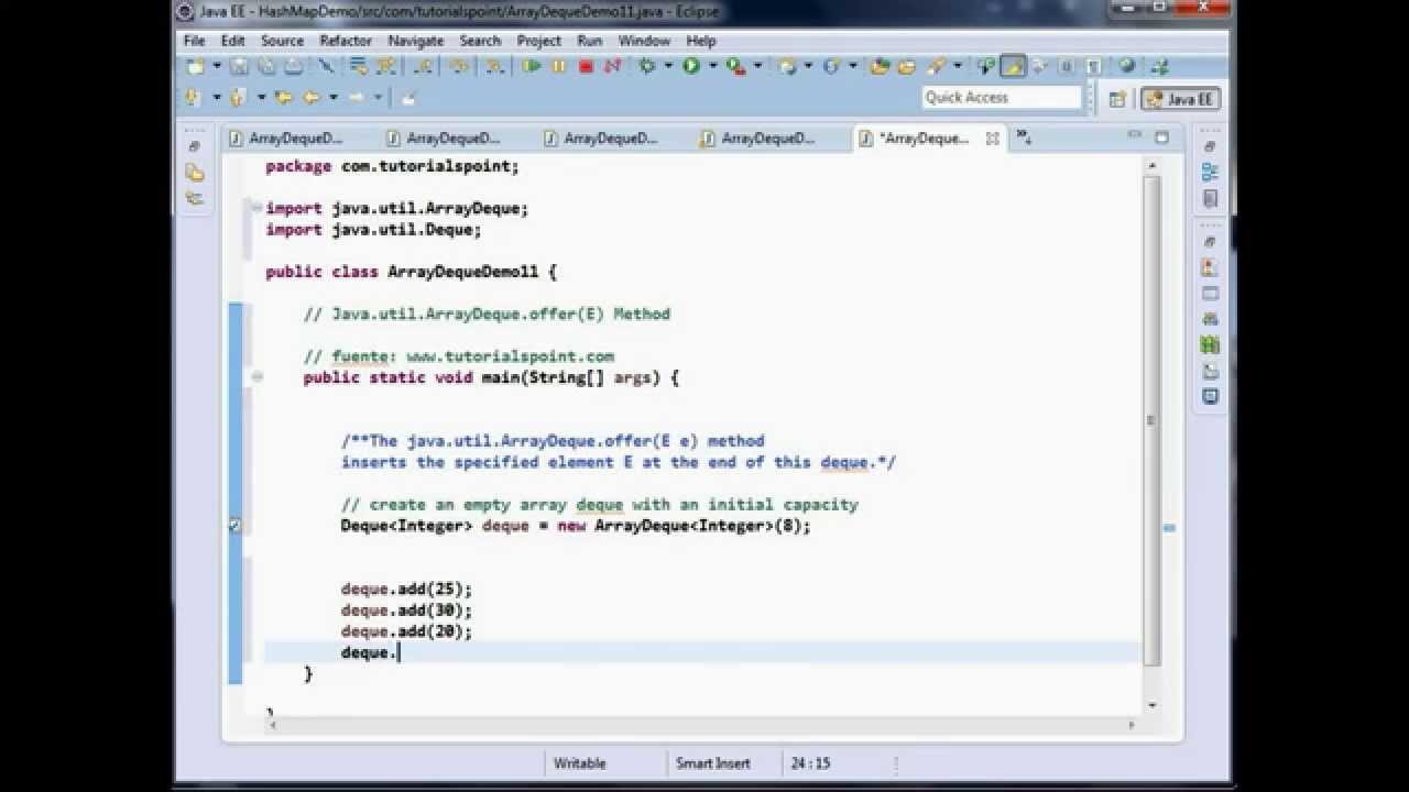 Java util ArrayDeque offerE Method
