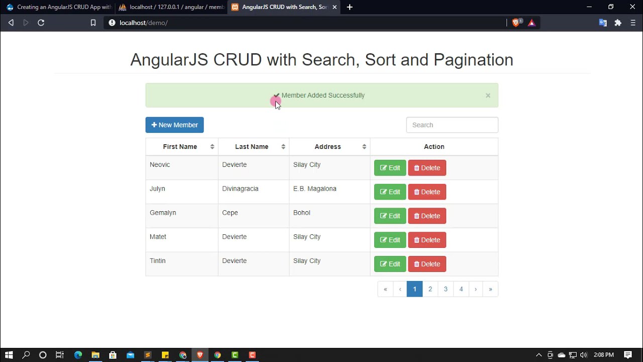 Creating an AngularJS CRUD App with Search, Sort, and Pagination with PHP MySQLi Tutorial Demo