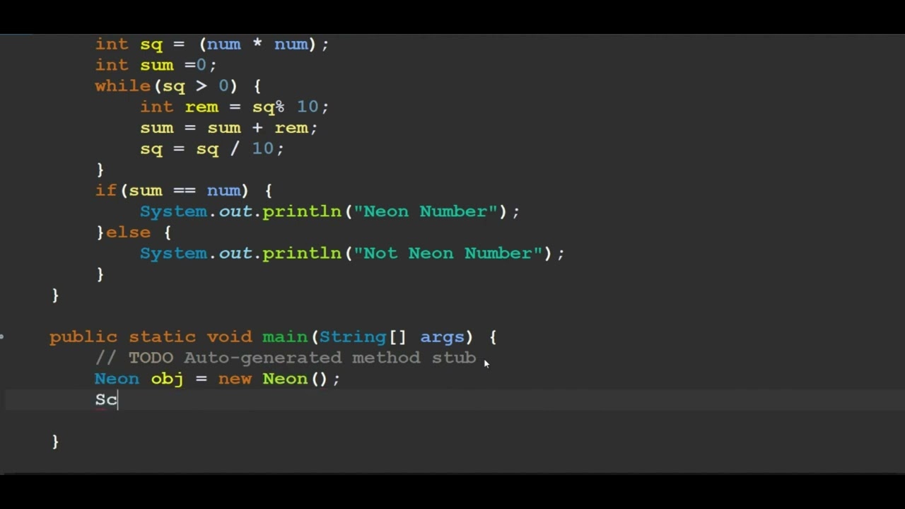 Neon Number in java using Function