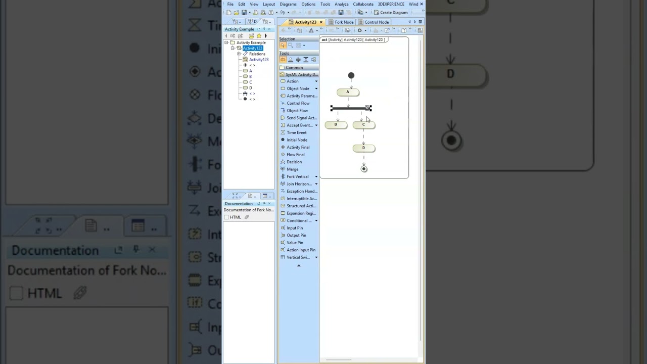 Fork Node | SysML Activity Diagram